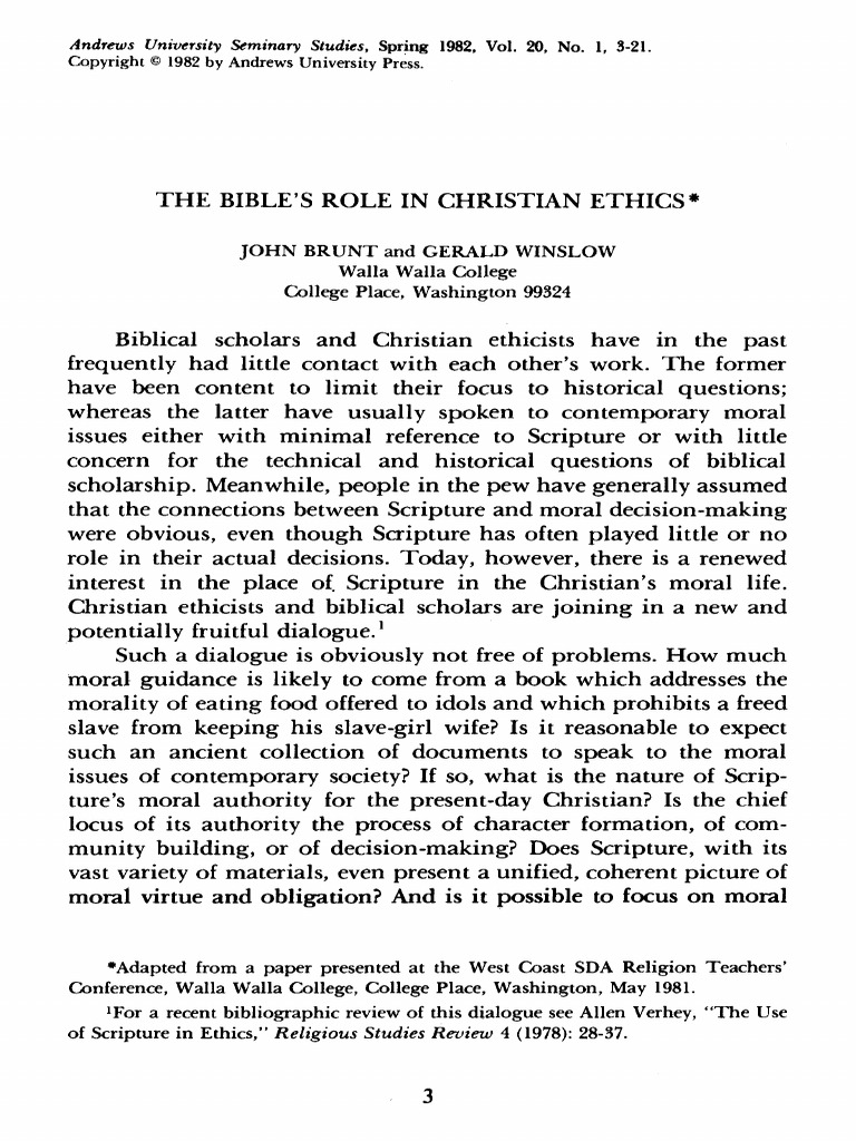 The Bibles Role in Christian Ethics | PDF | Bible | Christian Ethics