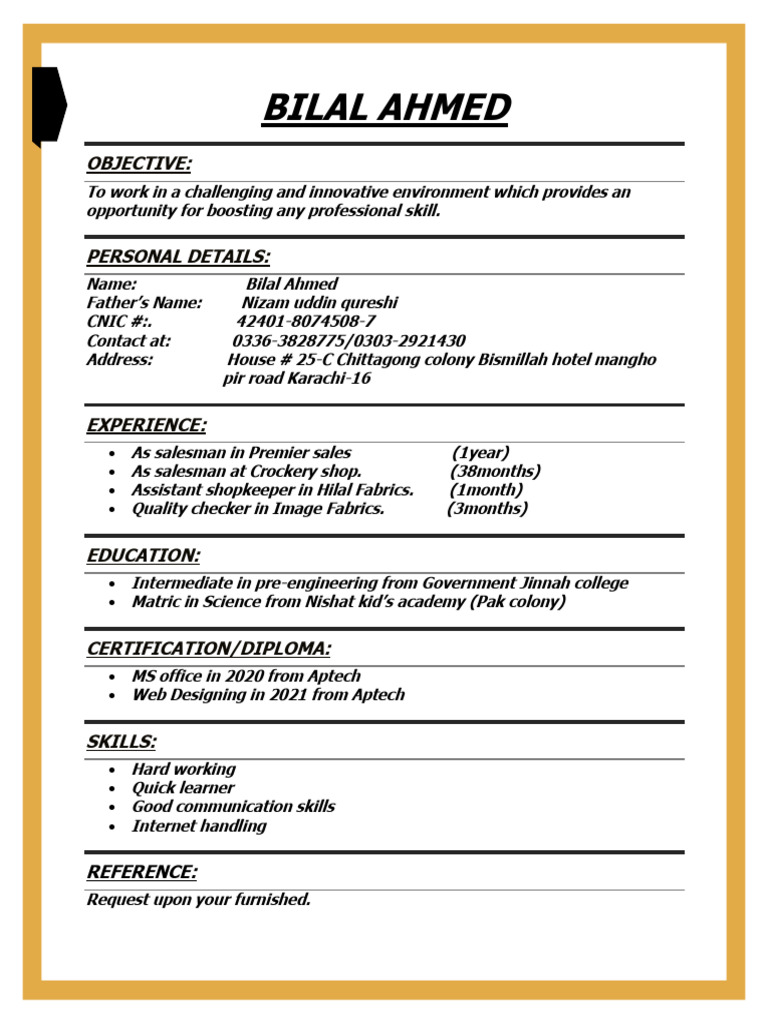 Bilal Ahmed CV | PDF