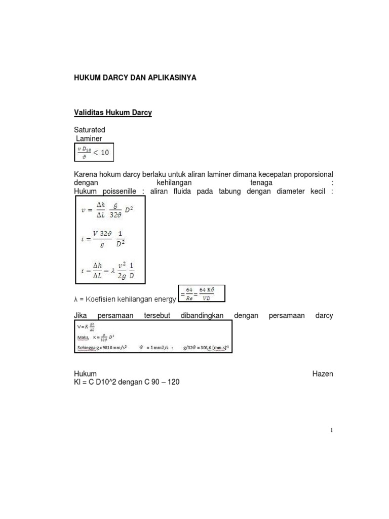 Hukum Darcy Dan Aplikasinya | PDF