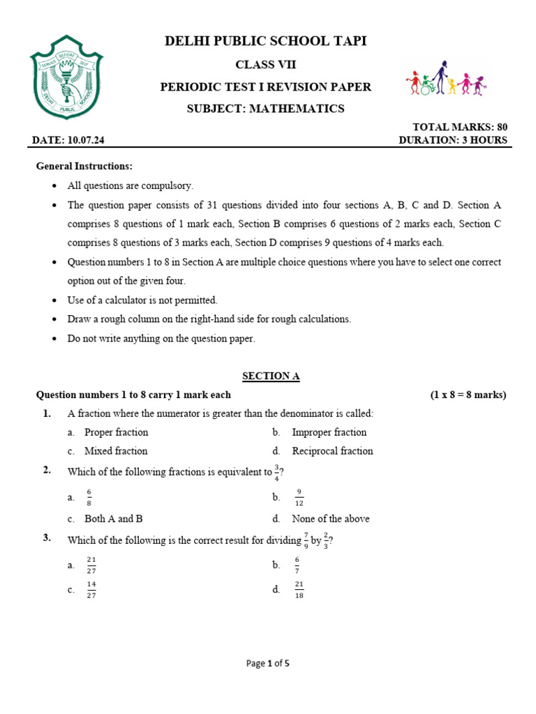 Class VII Math Revision Paper | PDF | Mathematics | Arithmetic