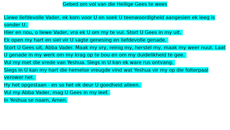 Gebed Om Vol V.D. HG Te Wees | PDF