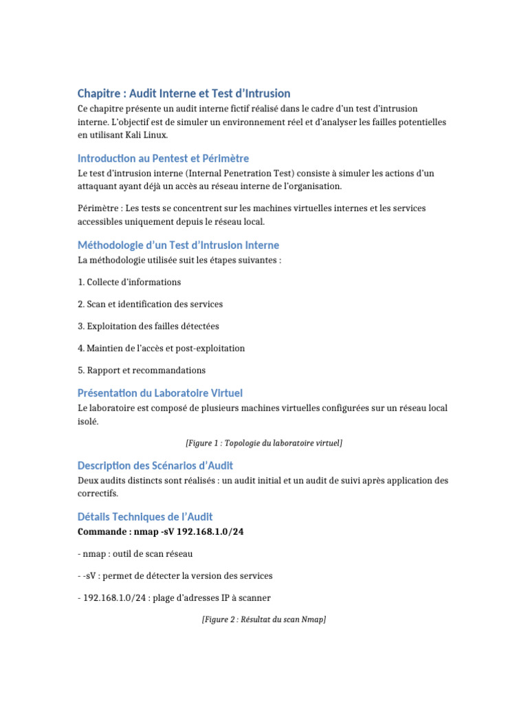 Audit et Pentest d'Intrusion Interne | PDF