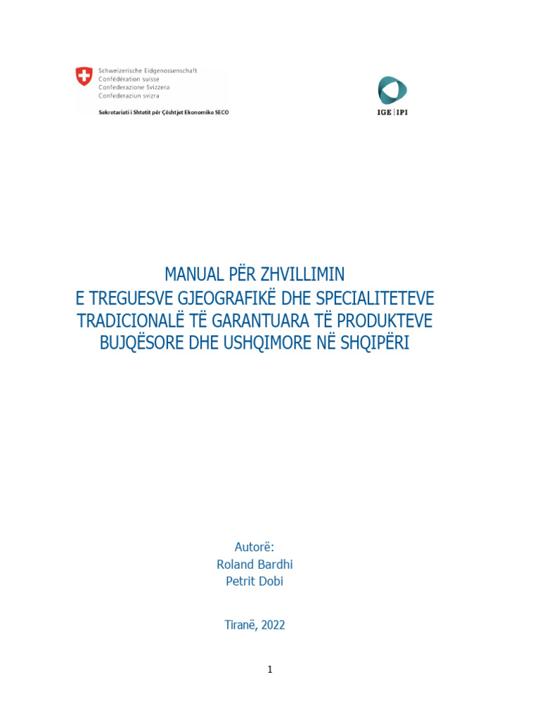Manual Per Zhvillimin e Treguesve Gjeografike Dhe Specialiteteve ...