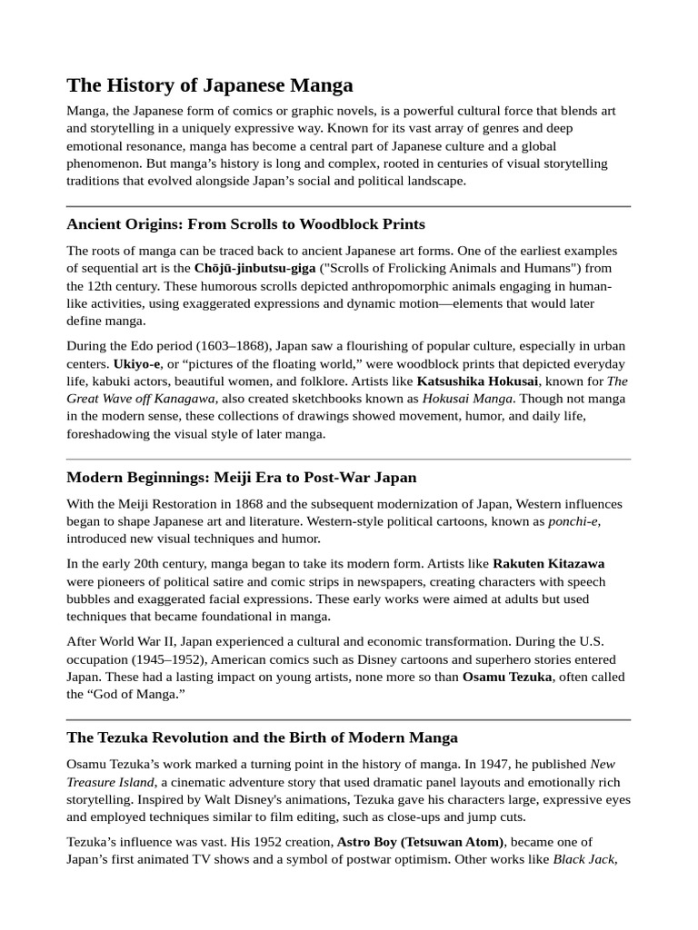 History of Japanese Manga Evolution | PDF | Manga | Ukiyo E