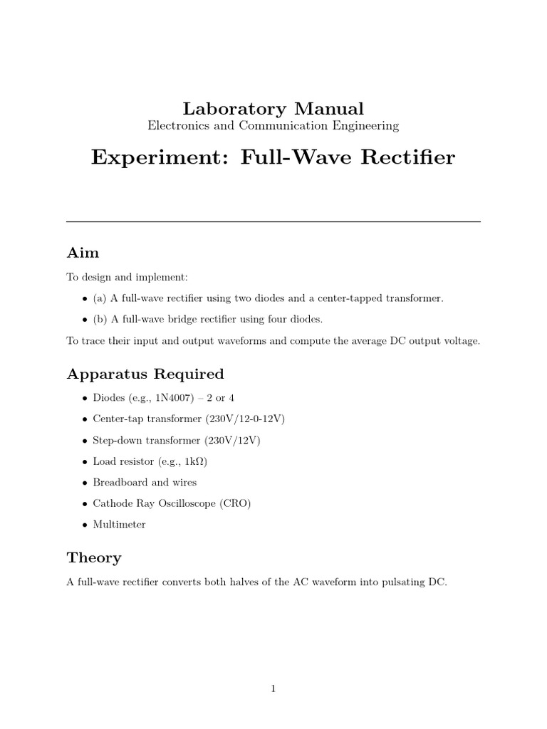 Exp3 Lab Manual Basic Electronics Engineering | PDF | Rectifier | Diode
