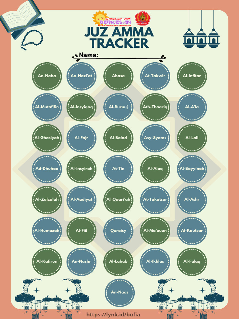 Green Simple Juz Amma Tracker Planner A4 Document | PDF