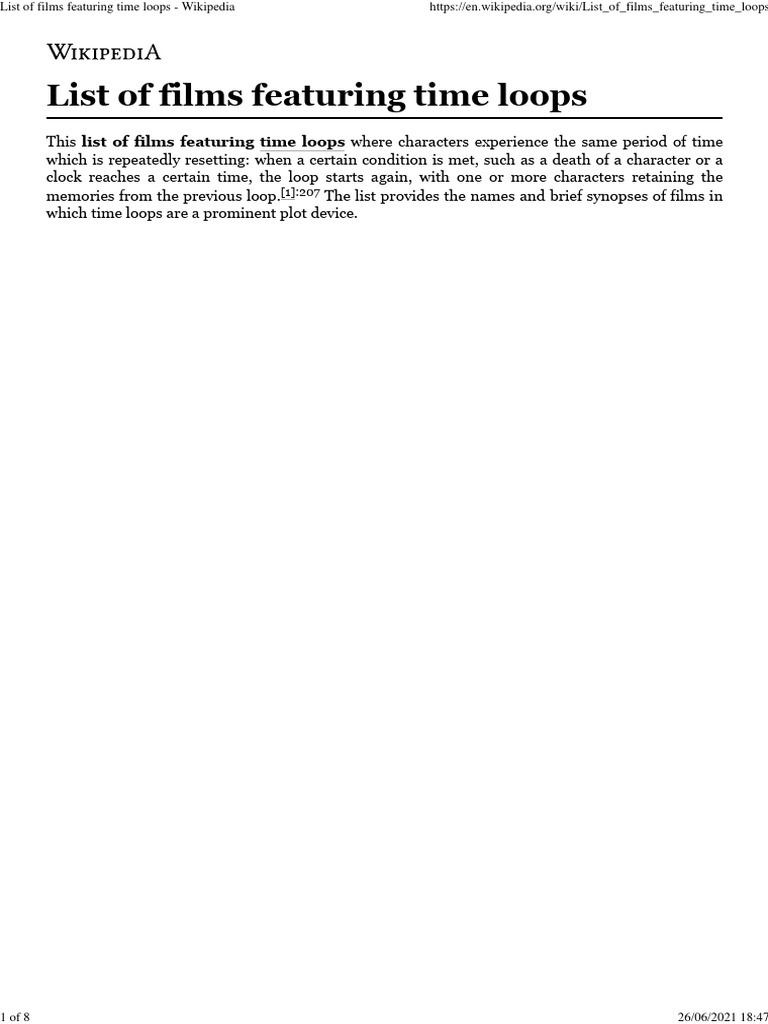 Time Loop Movies: A Comprehensive List | PDF