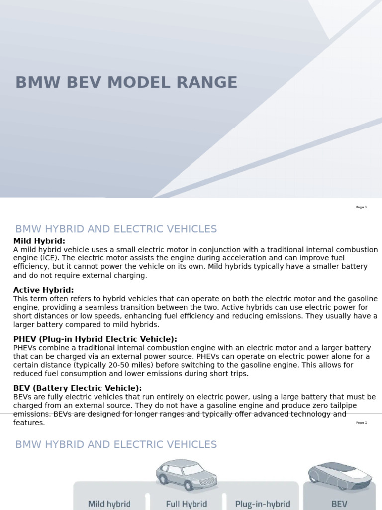 05-BMW BEV Model Range | PDF | Plug In Hybrid | Hybrid Vehicle
