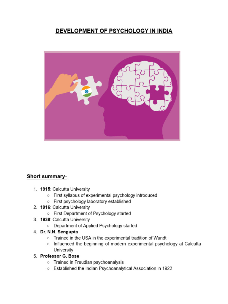 Dev. of Psychology in India | PDF | Psychology | Psychoanalysis