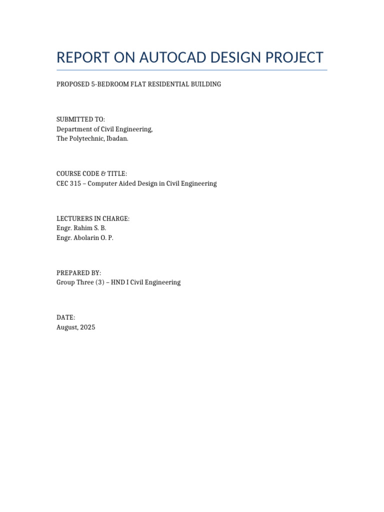 AutoCAD Design Summary: 5-Bedroom Flat | PDF | Computer Aided Design ...