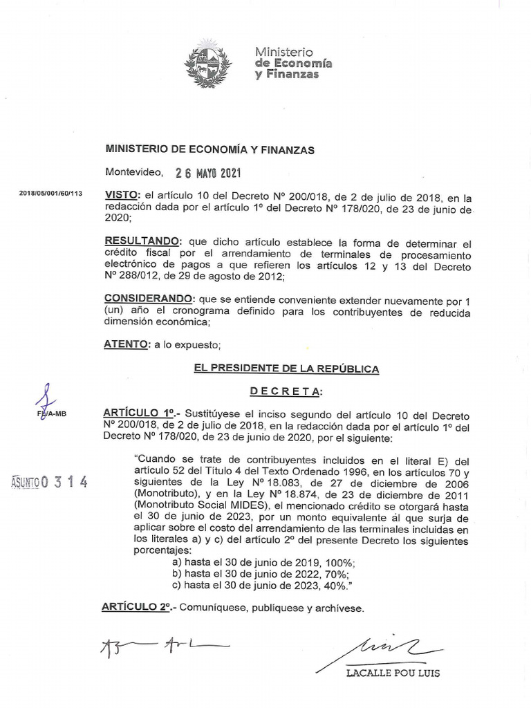 Decreto 155 - Minist. Econ.26.0521 | PDF
