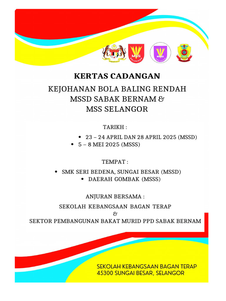 Kejohanan Bola Baling MSSD Sabak Bernam Tahun 2025 | PDF