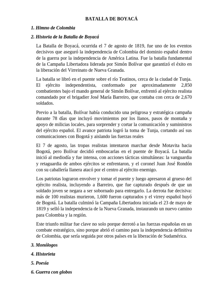 Batalla de Boyacá | PDF