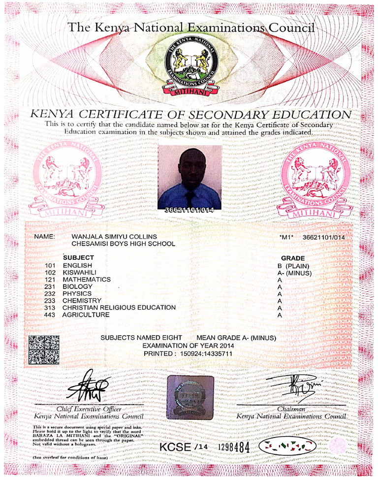 KCSE Certificate | PDF