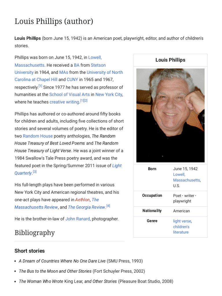 Louis Phillips (Author) - Wikipedia | PDF