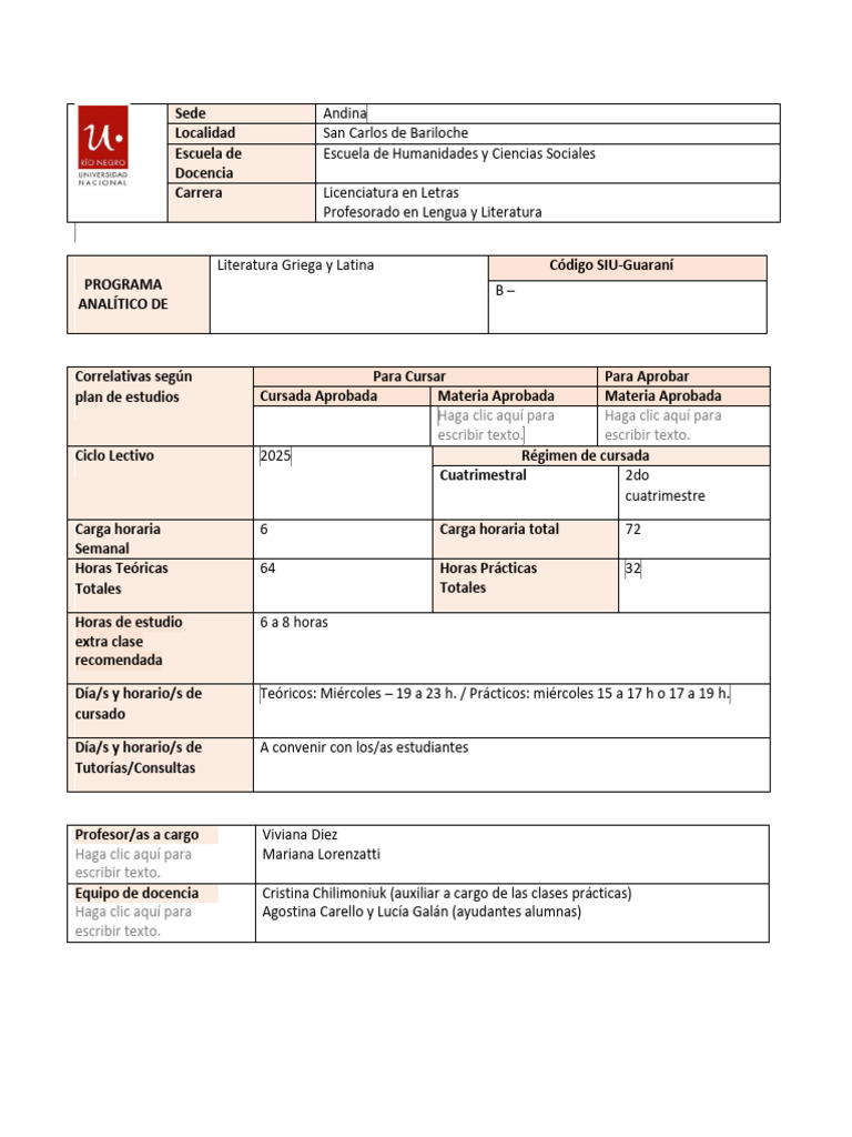 Programa Literatura Griega y Latina 2025.LGL | PDF | Tragedia | Teatro