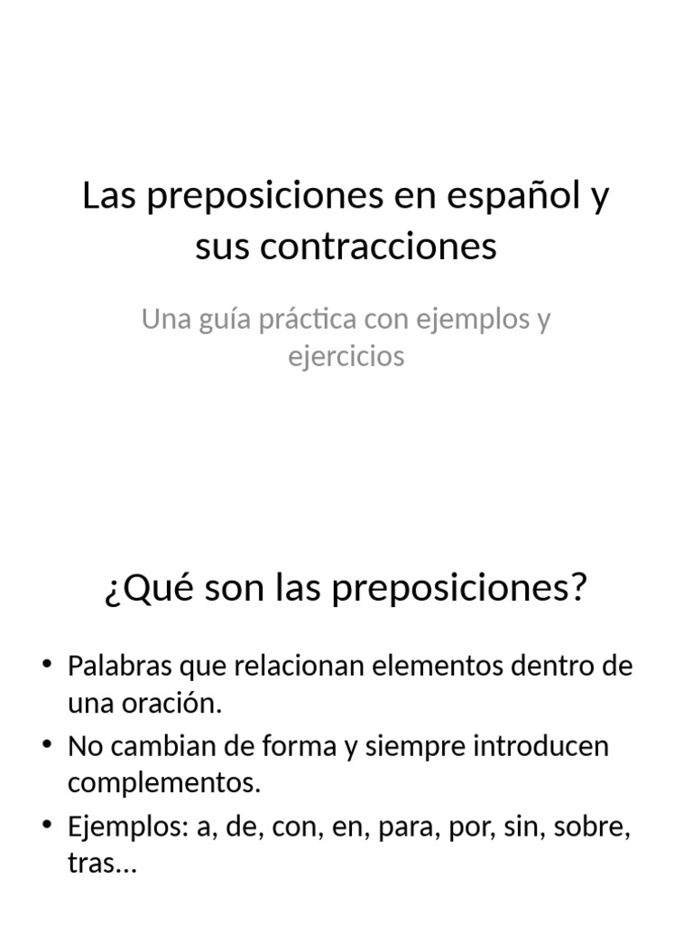 Preposiciones y Contracciones en Español | PDF