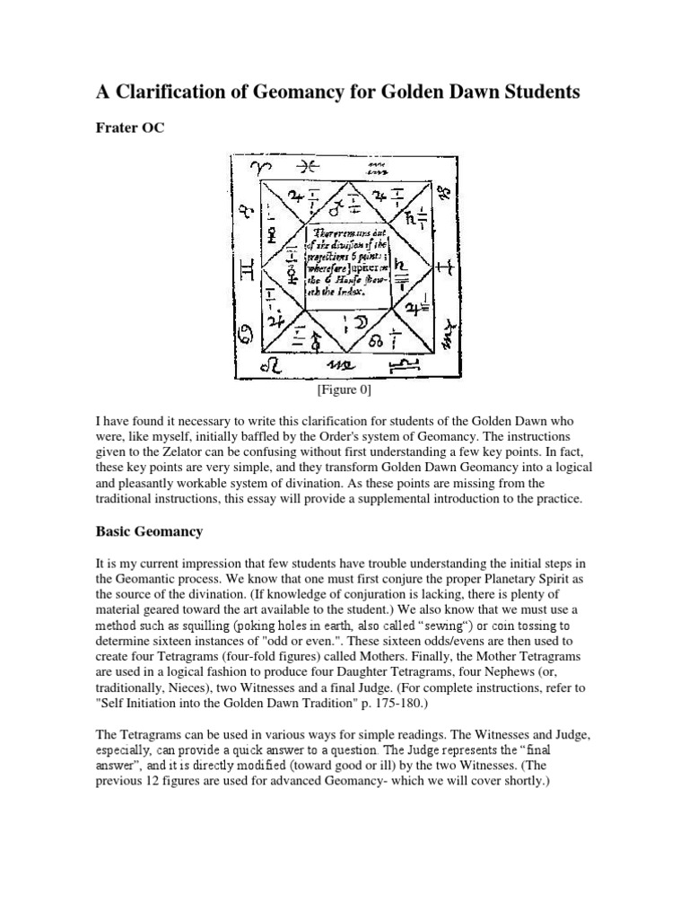 A Clarification of Geomancy For Golden Dawn Students | PDF ...