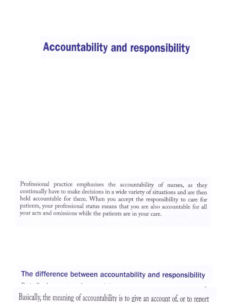 ACCOUNTABILITY AND RESPONSIBILITY of A Nurse | PDF