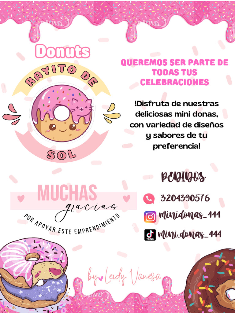 Menú Donas Ilustrado Rosa | PDF