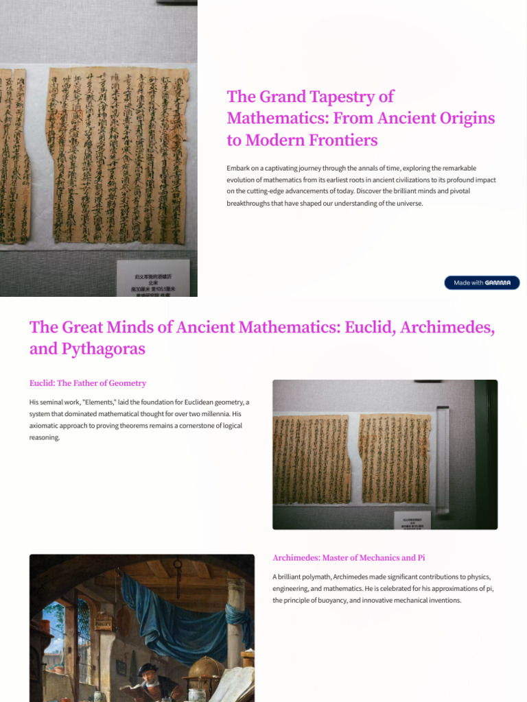 The Grand Tapestry of Mathematics From Ancient Origins To Modern ...