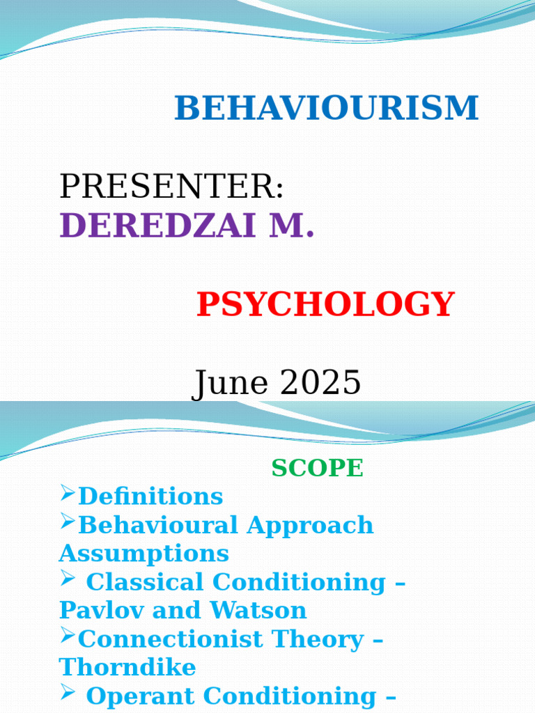Overview of Behaviourism in Psychology | PDF | Classical Conditioning ...
