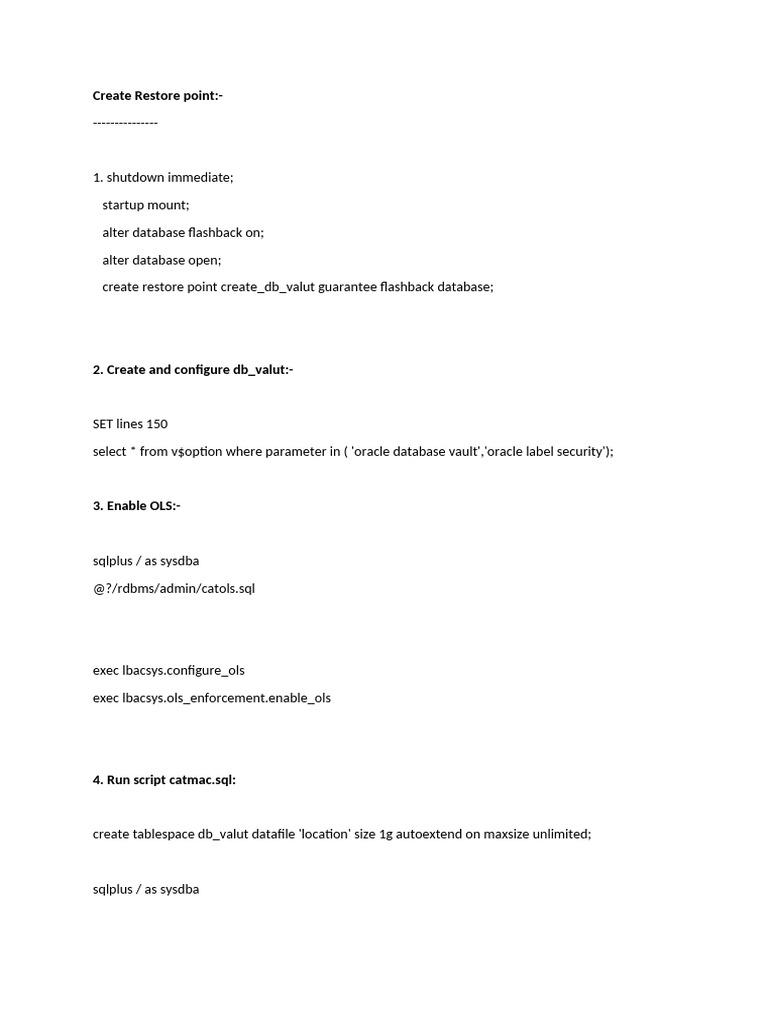 Step-by-Step Oracle Database Vault Setup | PDF