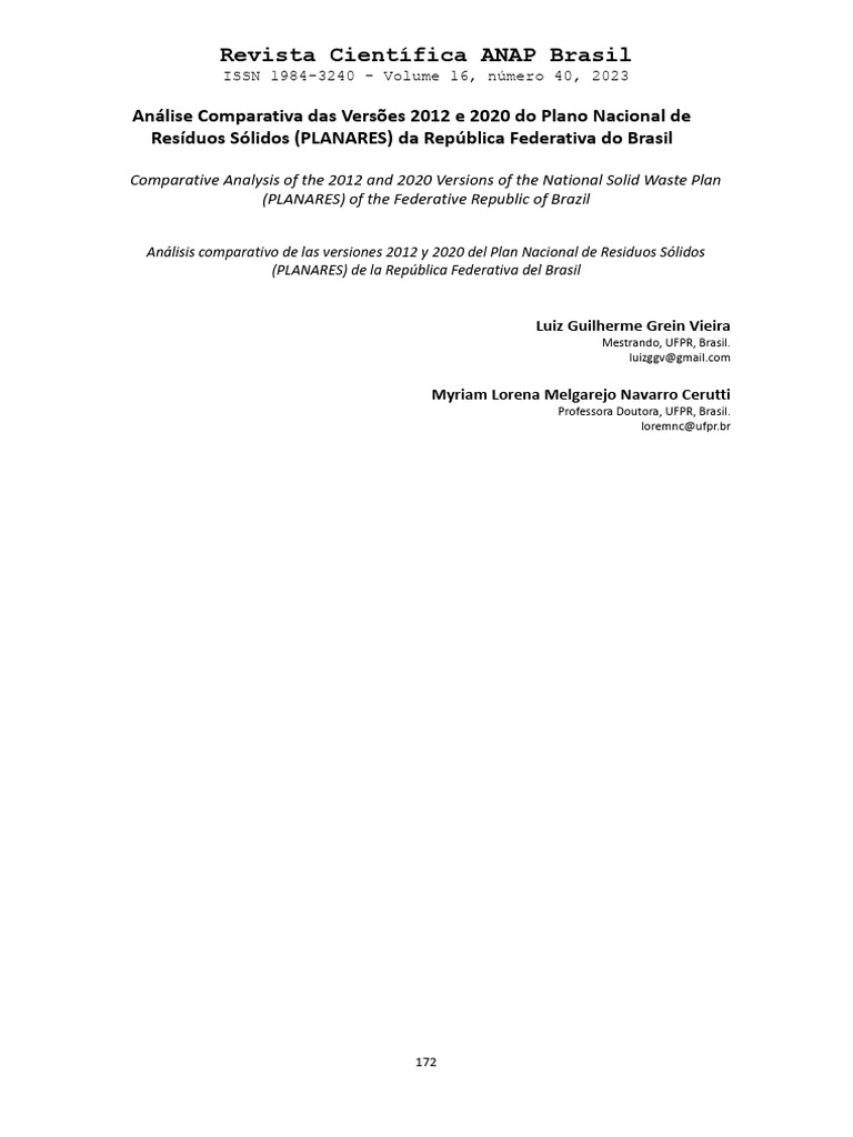 Comparação do PLANARES 2012 e 2020 | PDF | Desperdício | Resíduos ...