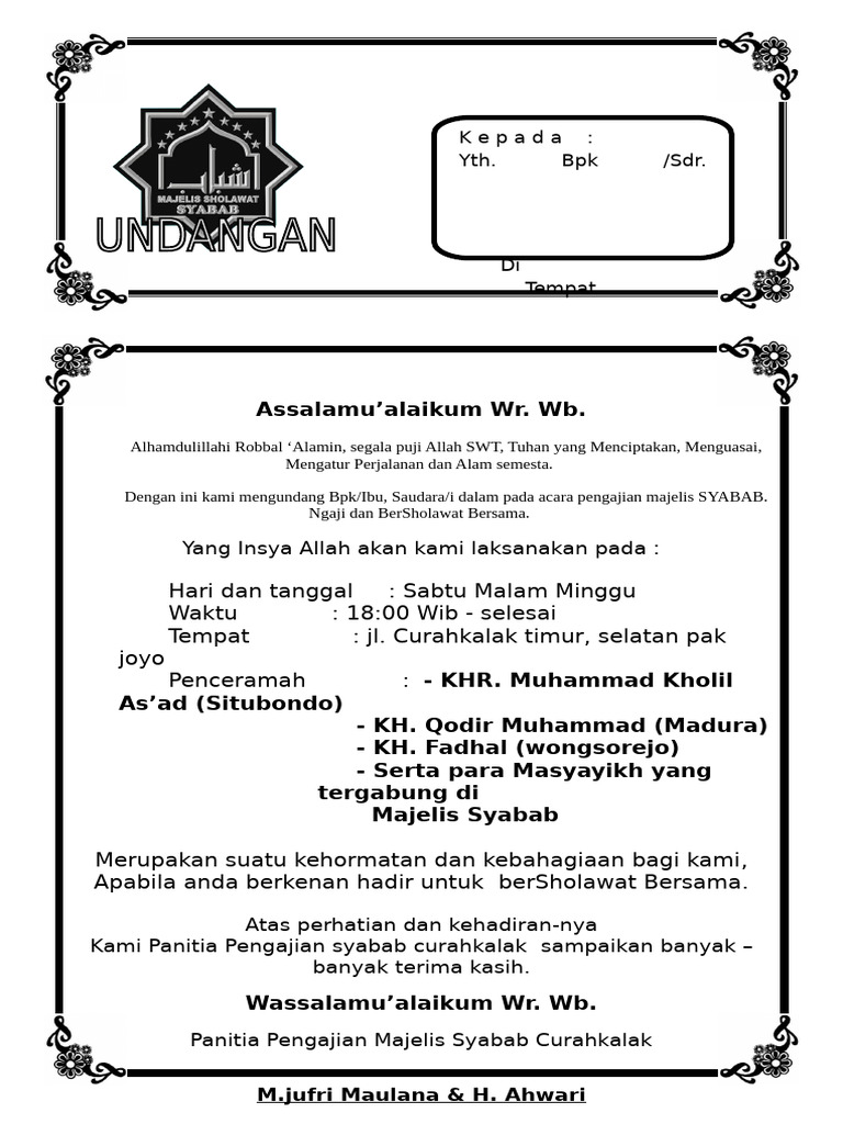Undangan Vip Syabab | PDF