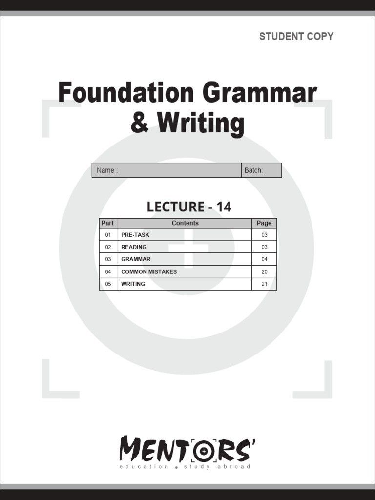 Foundation Grammar and Writing Guide | PDF | Grammatical Tense ...