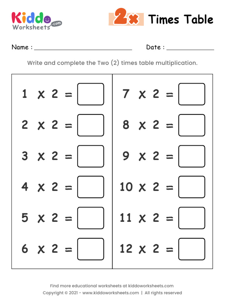 2 Times Table Worksheet | PDF
