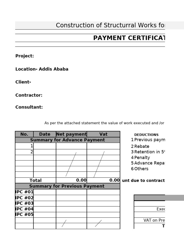 Payment Certificate for Ethiopian Project | PDF | Payments | Taxes