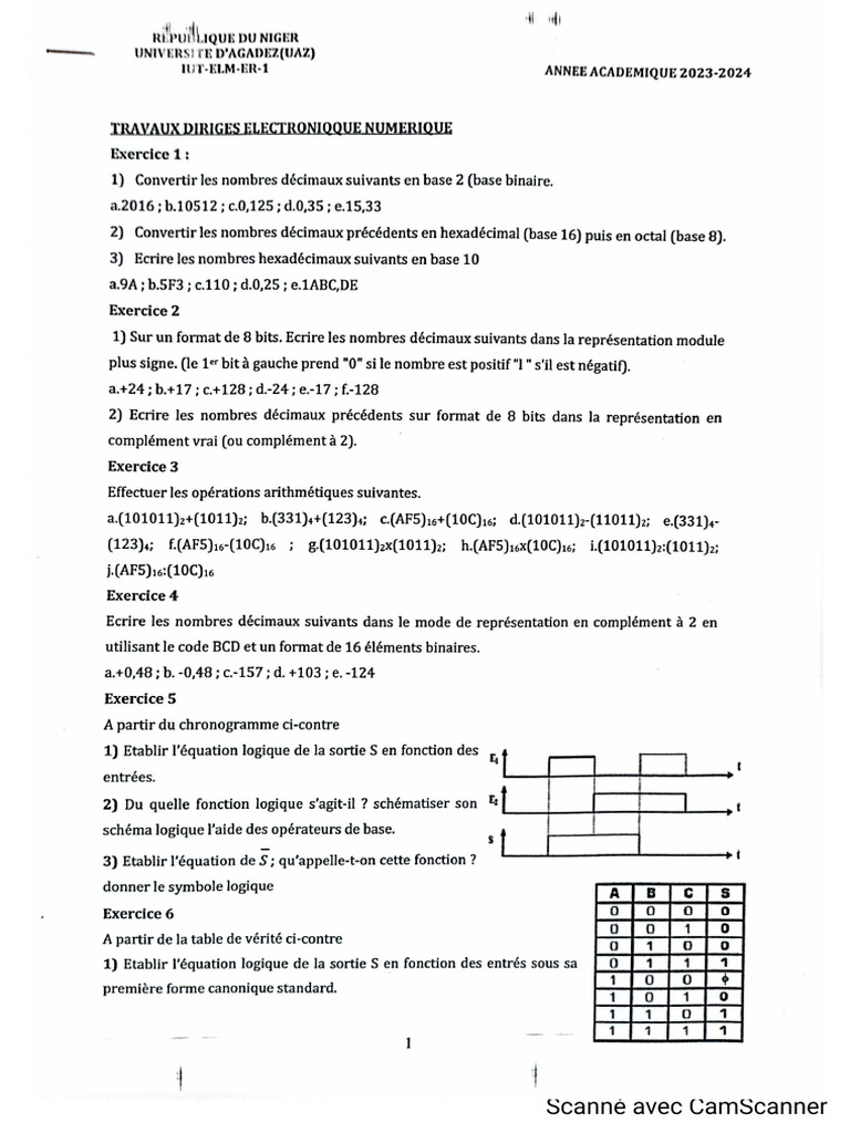 TD Électronique Numérique | PDF