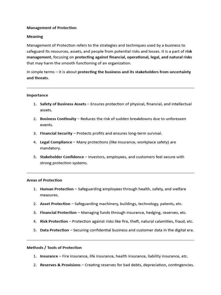 Strategies for Effective Business Protection | PDF | Insurance | Risk