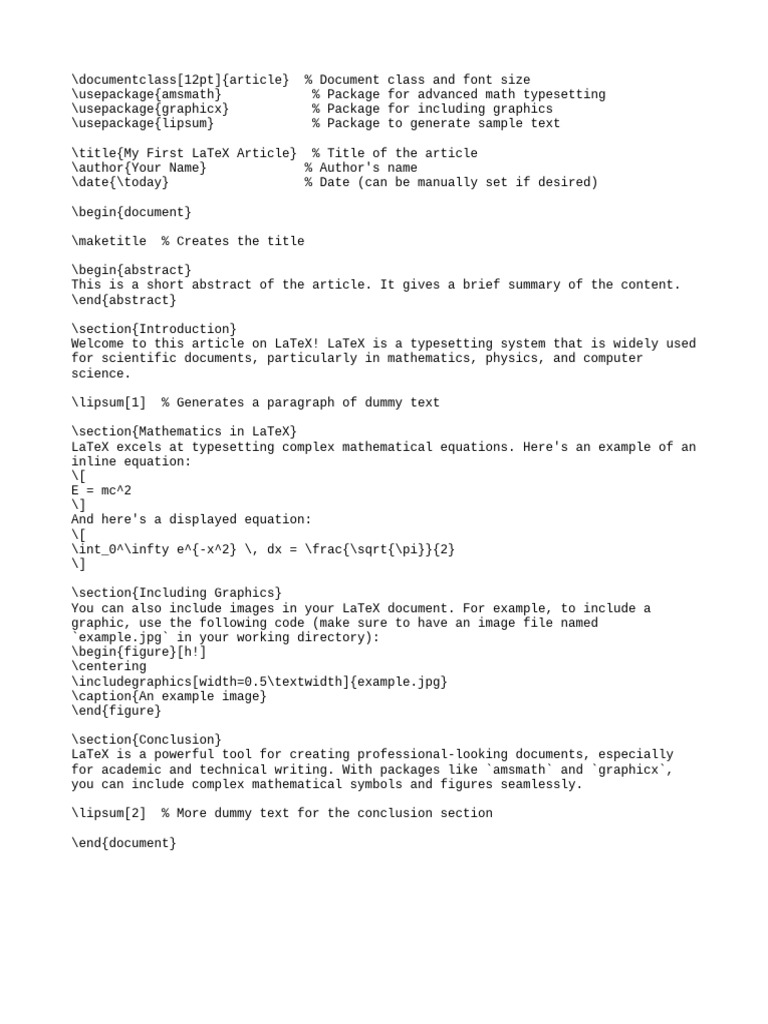 LaTeX Basics: Typesetting Math & Graphics | PDF