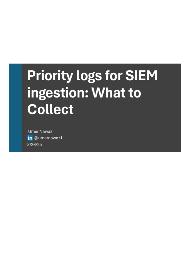 SIEM Log Ingestion: Priority Guidance | PDF | Cloud Computing ...