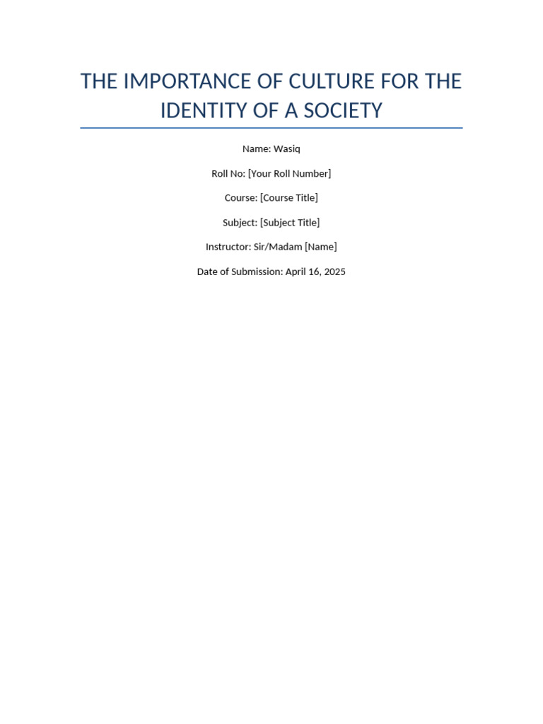 Culture Assignment Wasiq | PDF | Traditions | Rituals