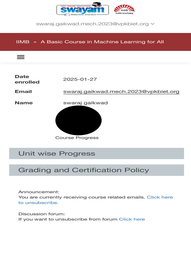 Machine Learning Course Progress Update | PDF