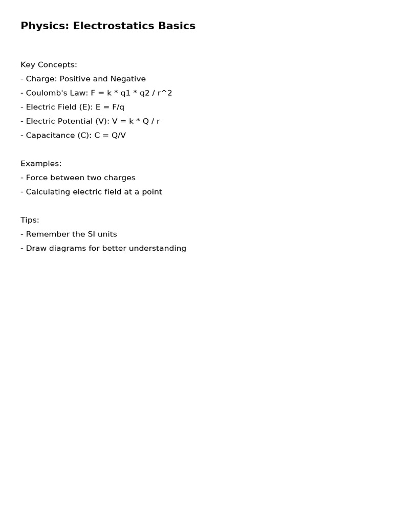 Physics Electrostatics | PDF
