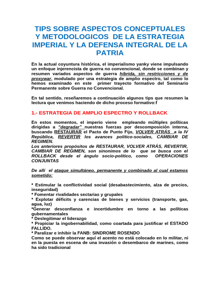 Estrategias de Defensa Integral y Proxywar | PDF | Fuerzas especiales ...