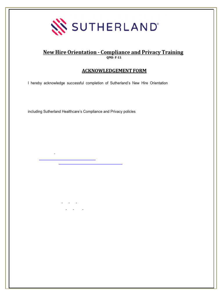 Compliance Training Acknowledgment Form | PDF