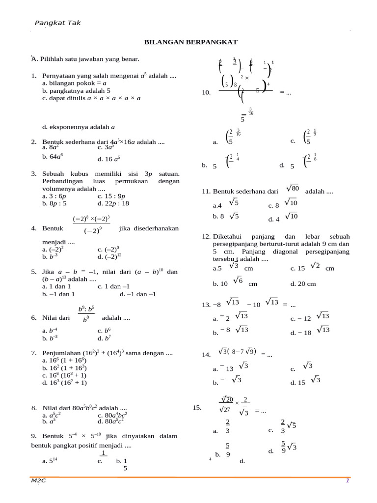 Bilangan Berpangkat | PDF