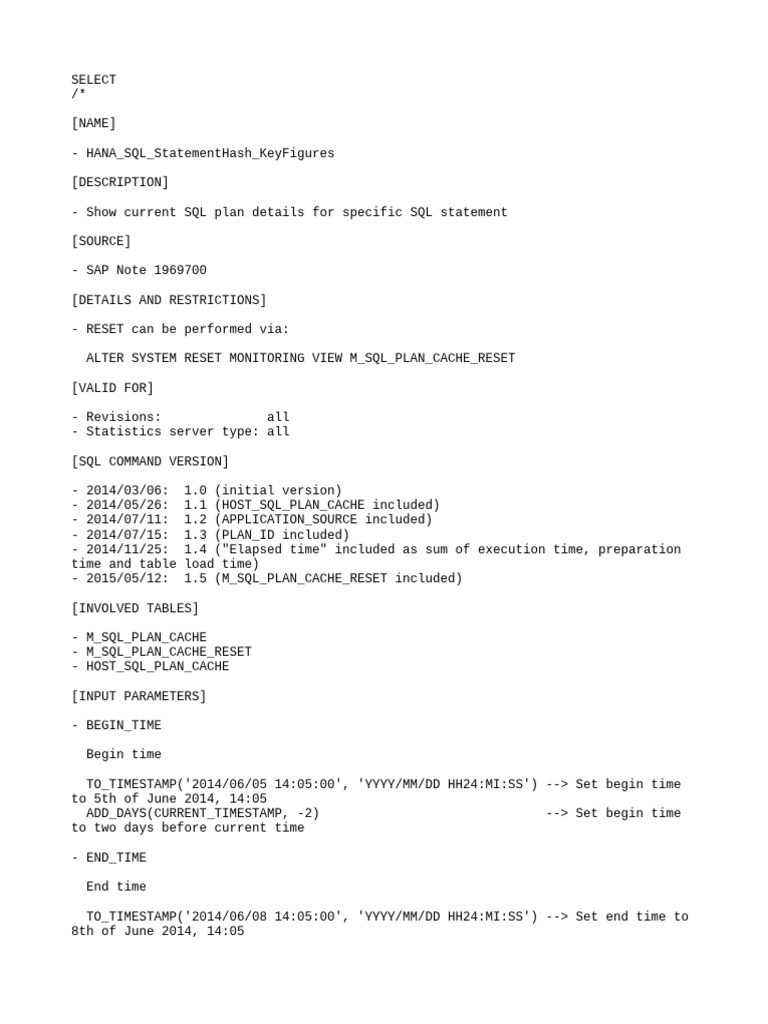 HANA SQL StatementHash KeyFigures | PDF | Sql | Information Technology ...