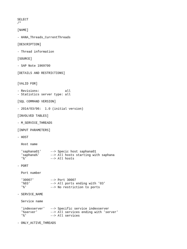HANA Threads Overview and Statistics | PDF | Thread (Computing ...