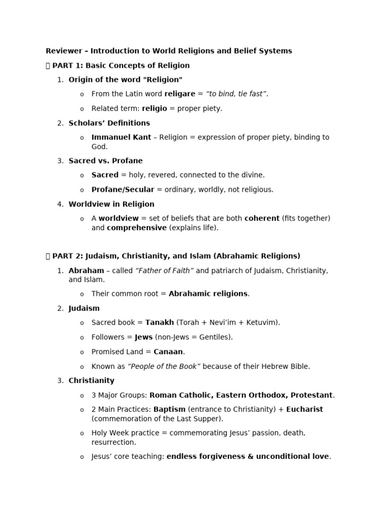 Overview of Major World Religions | PDF | Hebrew Bible | Abrahamic ...