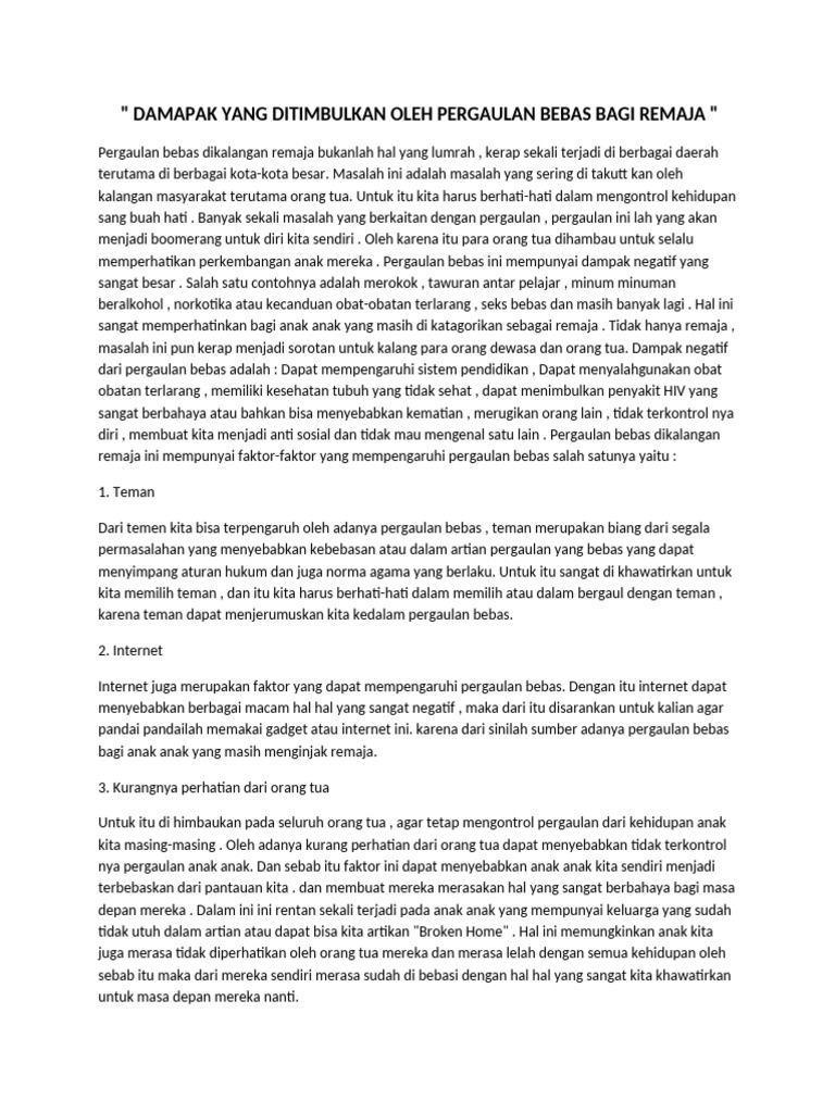Bahayanya Pergaulan Bebas-WPS Office | PDF
