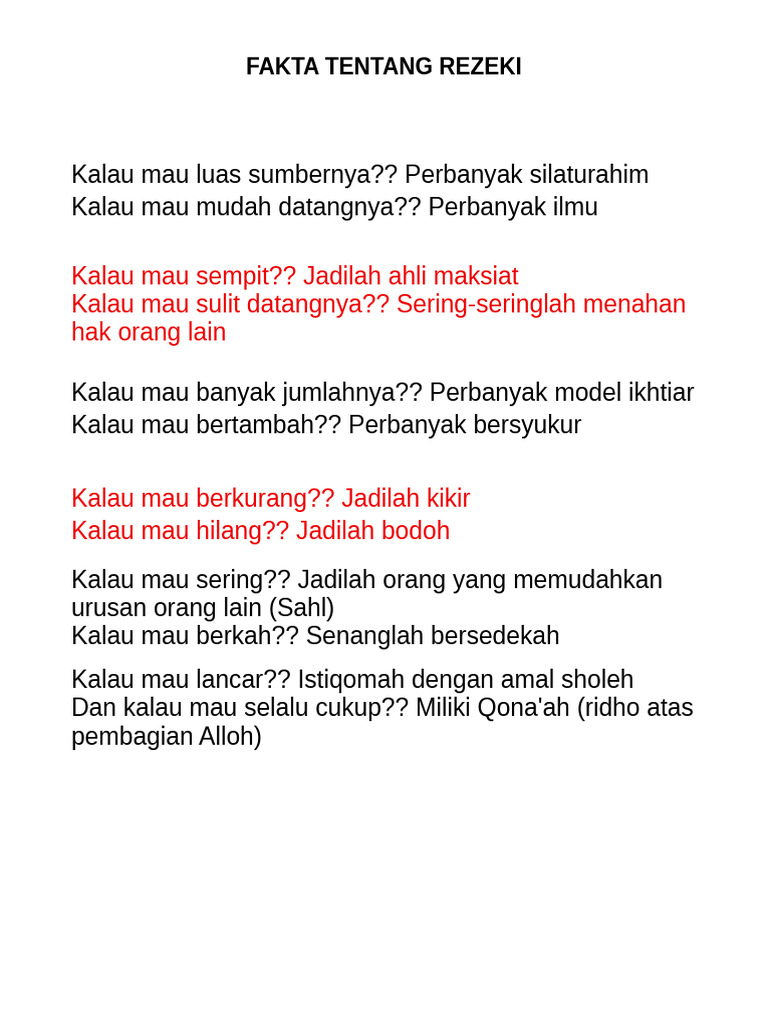 Fakta Tentang Rezeki | PDF