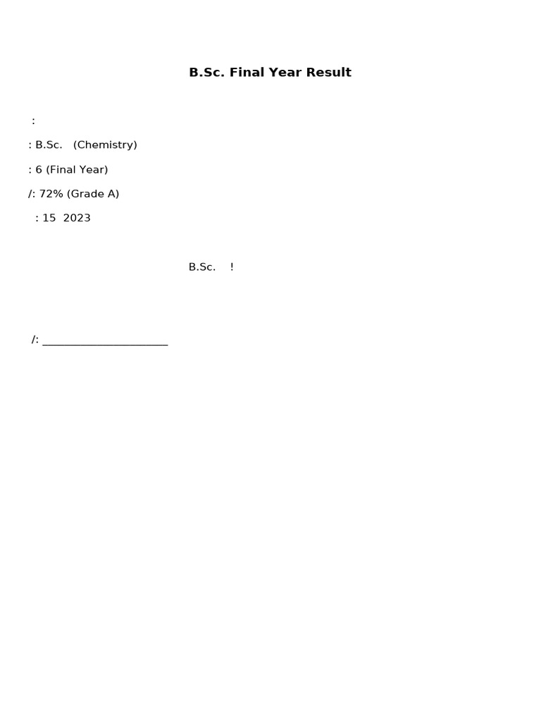 B.Sc. Final Year Chemistry Results | PDF
