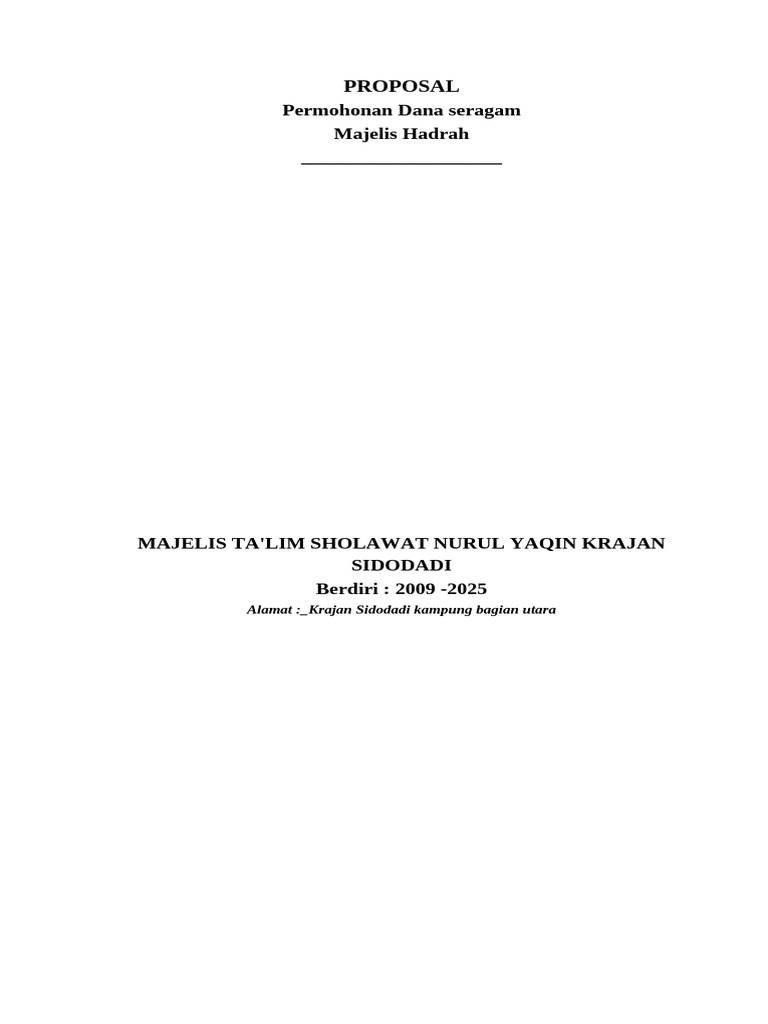 Proposal Majelis | PDF