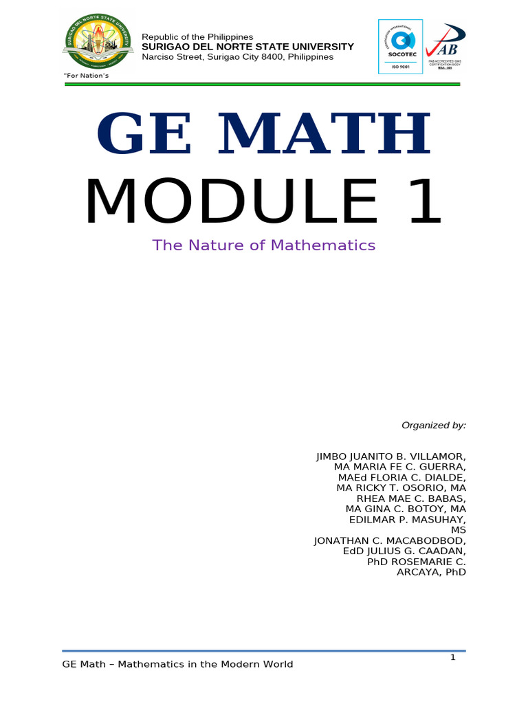 GE Math Learning Module 1 SNSU | PDF | Pattern | Fractal